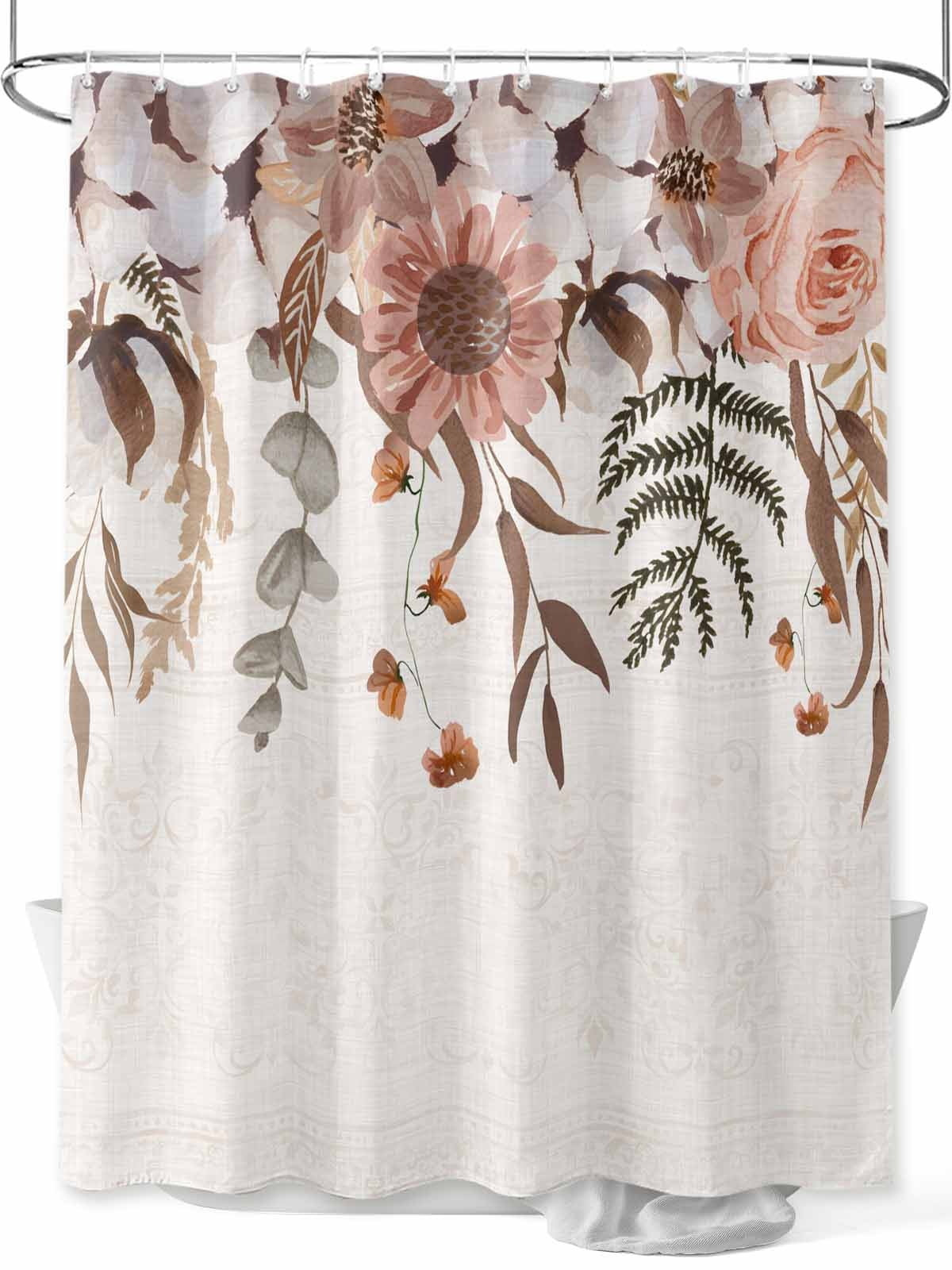 Fall Shower Curtain Flower Leaves Shower Curtains for Bathroom ...