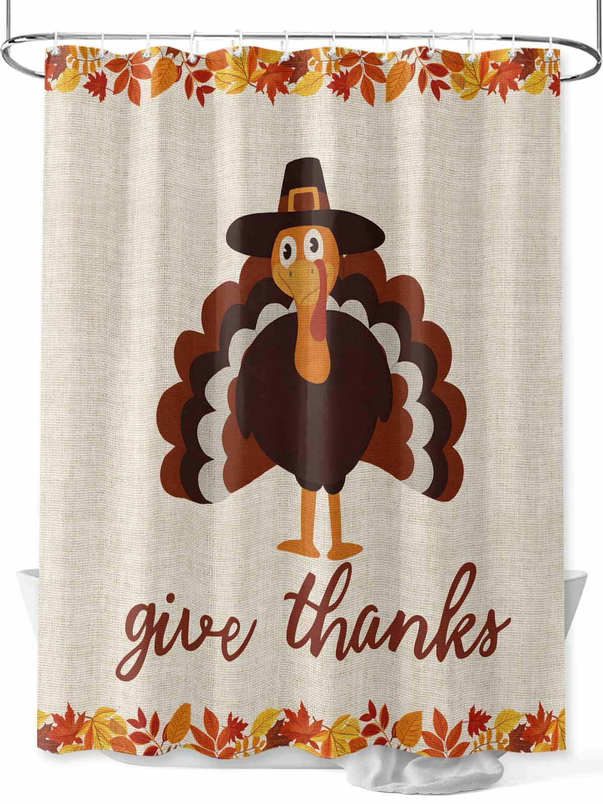 Fall Shower Curtain Give Thanks Turkey Shower Curtains for Bathroom ...