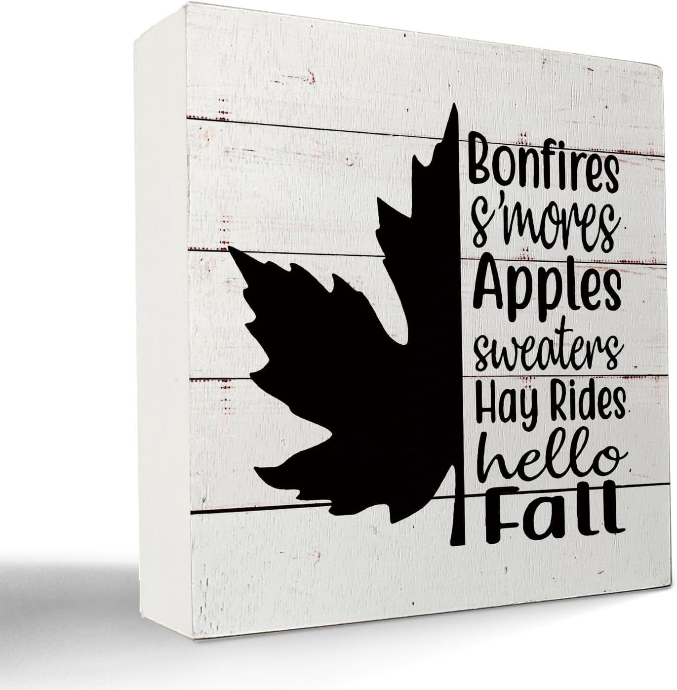 Fall Signs,Maple Leaf Wood Box Sign Desk Decor,Rustic Fall Wood Block ...