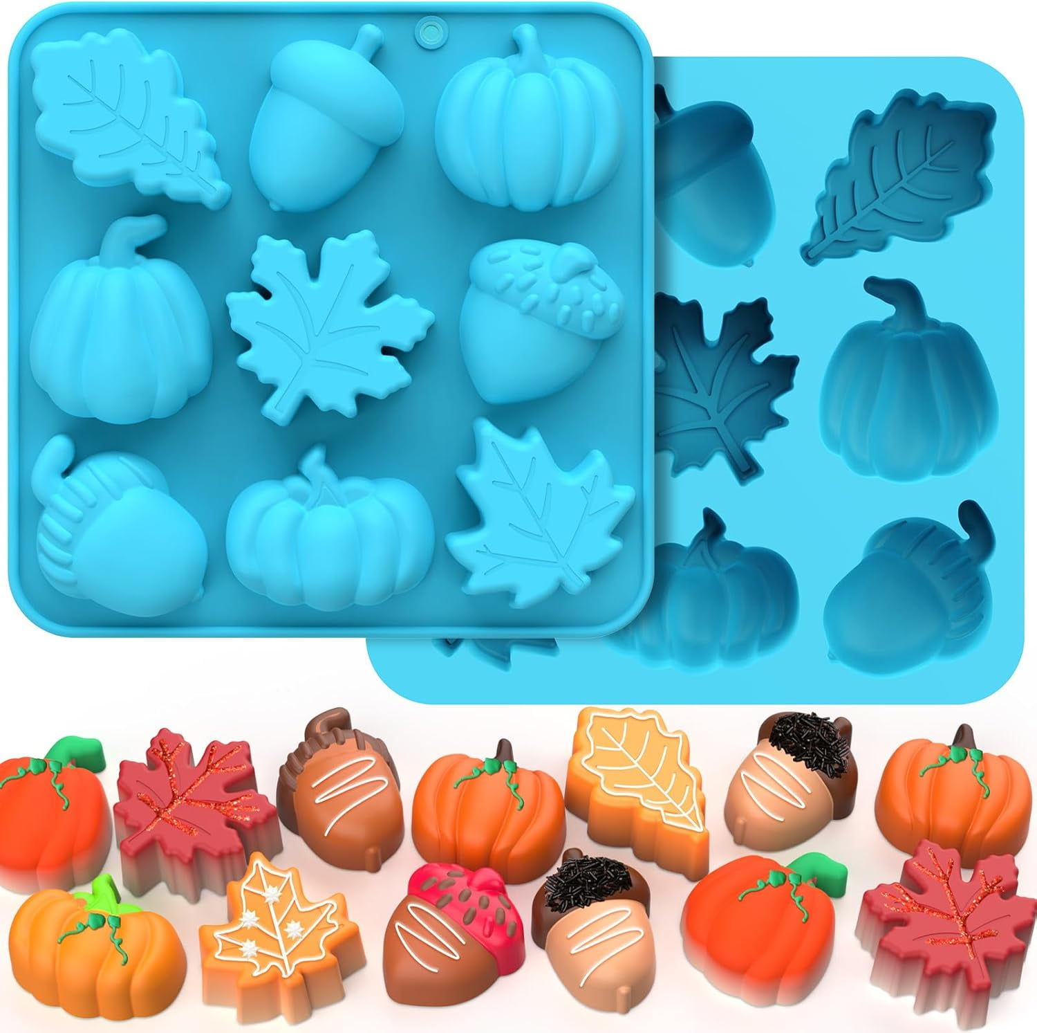 Fall Silicone Molds, Pumpkin Halloween Thanksgiving Candy Mold Silicone ...