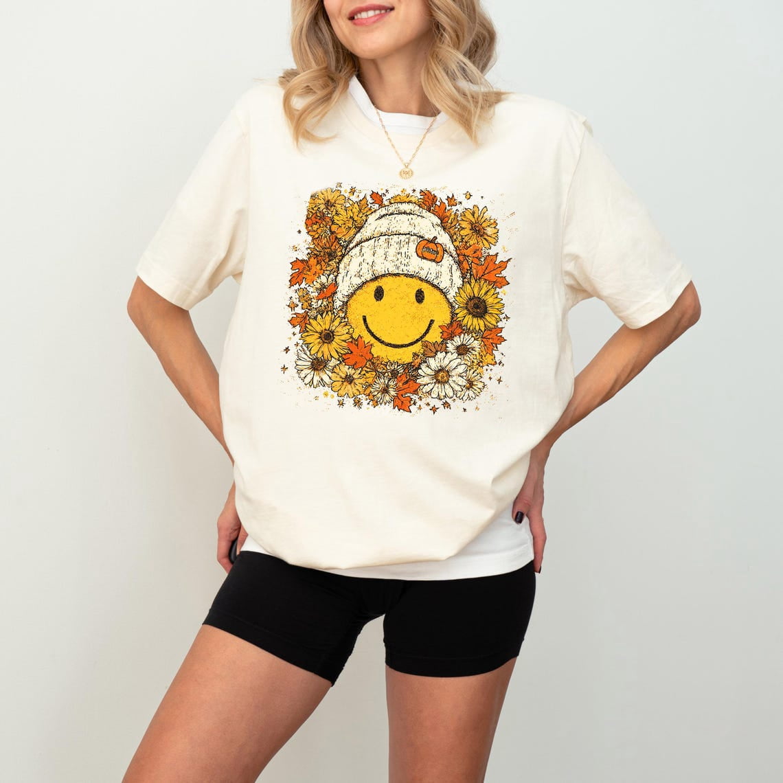 Fall Smiley Face Shirt, Pumpkin Hat and Autumn Flowers Sweatshirt, Cozy ...