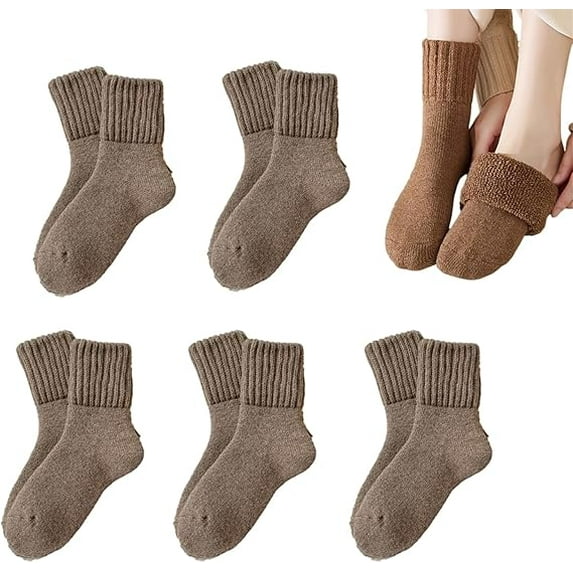 Fall Socks, 5 Pairs Women's Solid Mid-Calf Socks, Warm Mid Calf Sock ...