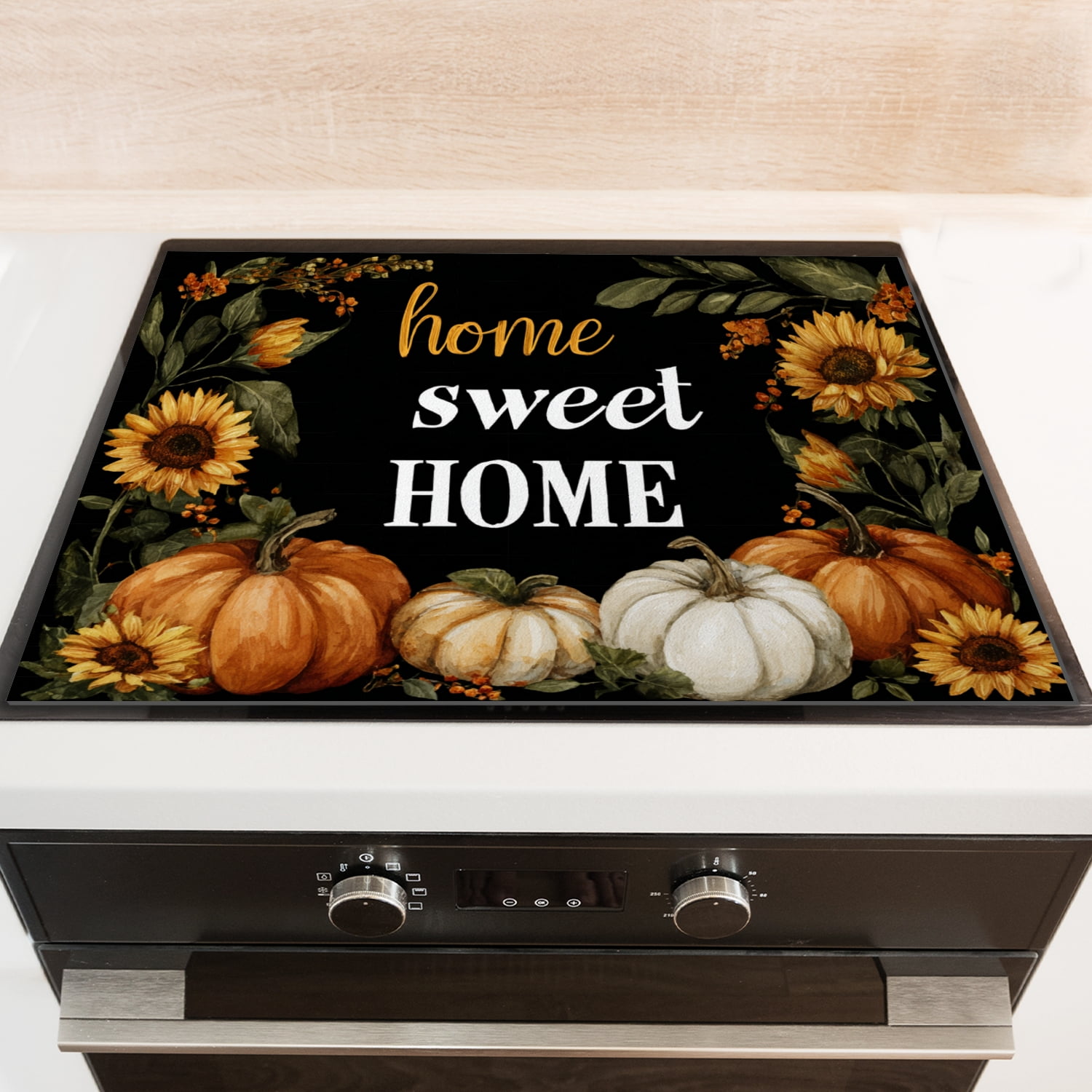 Fall Square Stove Top Covers, Fall Sunflowers and Pumpkins Print Anti ...