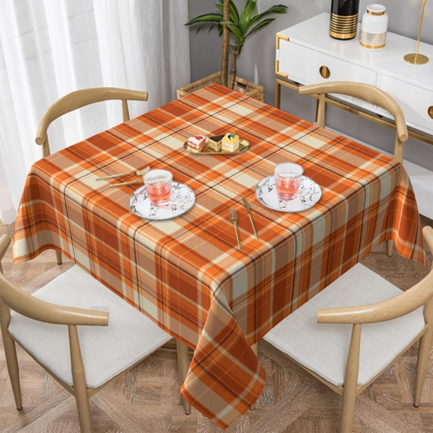 Fall Square Tablecloth 52×52 Inch Fall Plaid Table Cloth Small Square ...