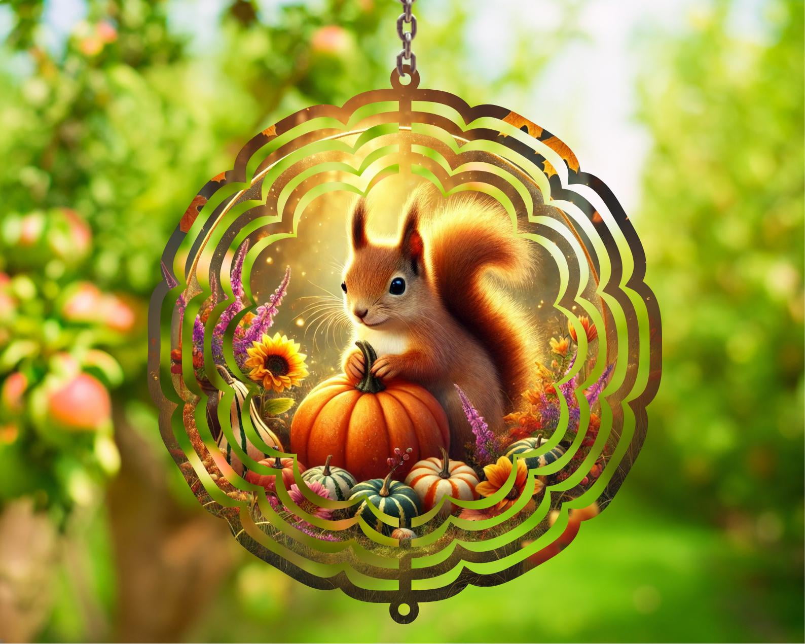 Fall Squirrel 3D Wind Spinner Autumn Harvest Kinetic Garden Decor ...