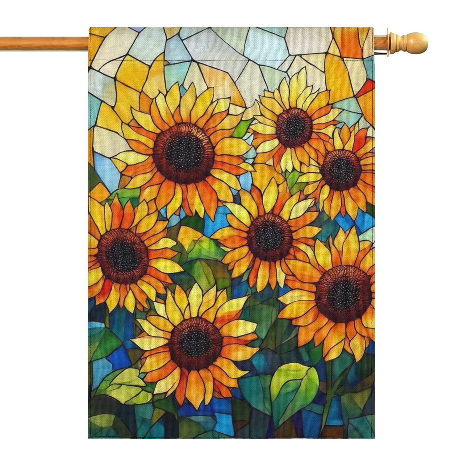Fall Stained Glass Sunflowers Fall Garden Flags 28"x40” Double Side ...