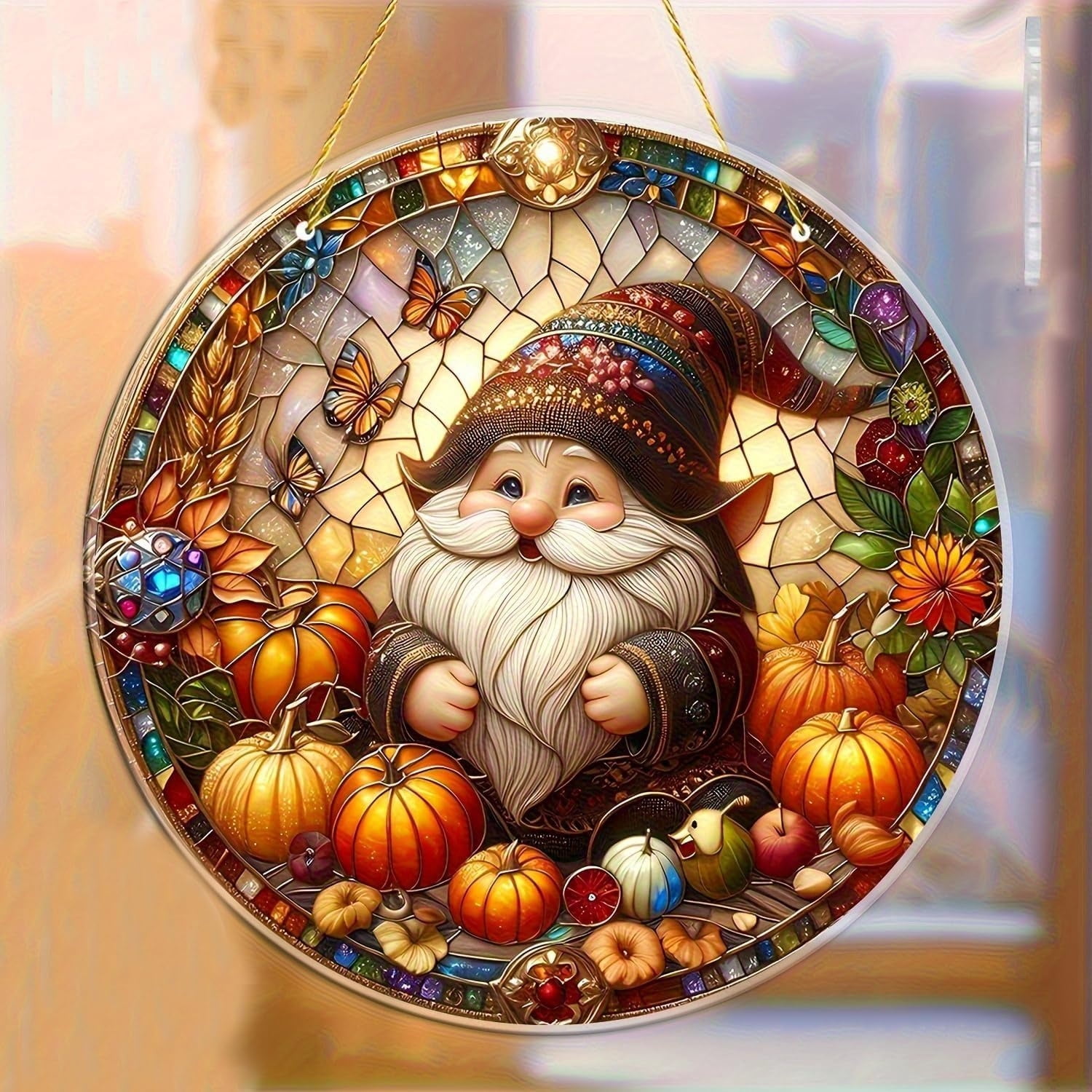 Fall Sun Catcher Acrylic Garden Cute Pumpkin Dwarf Suncatcher Decor ...