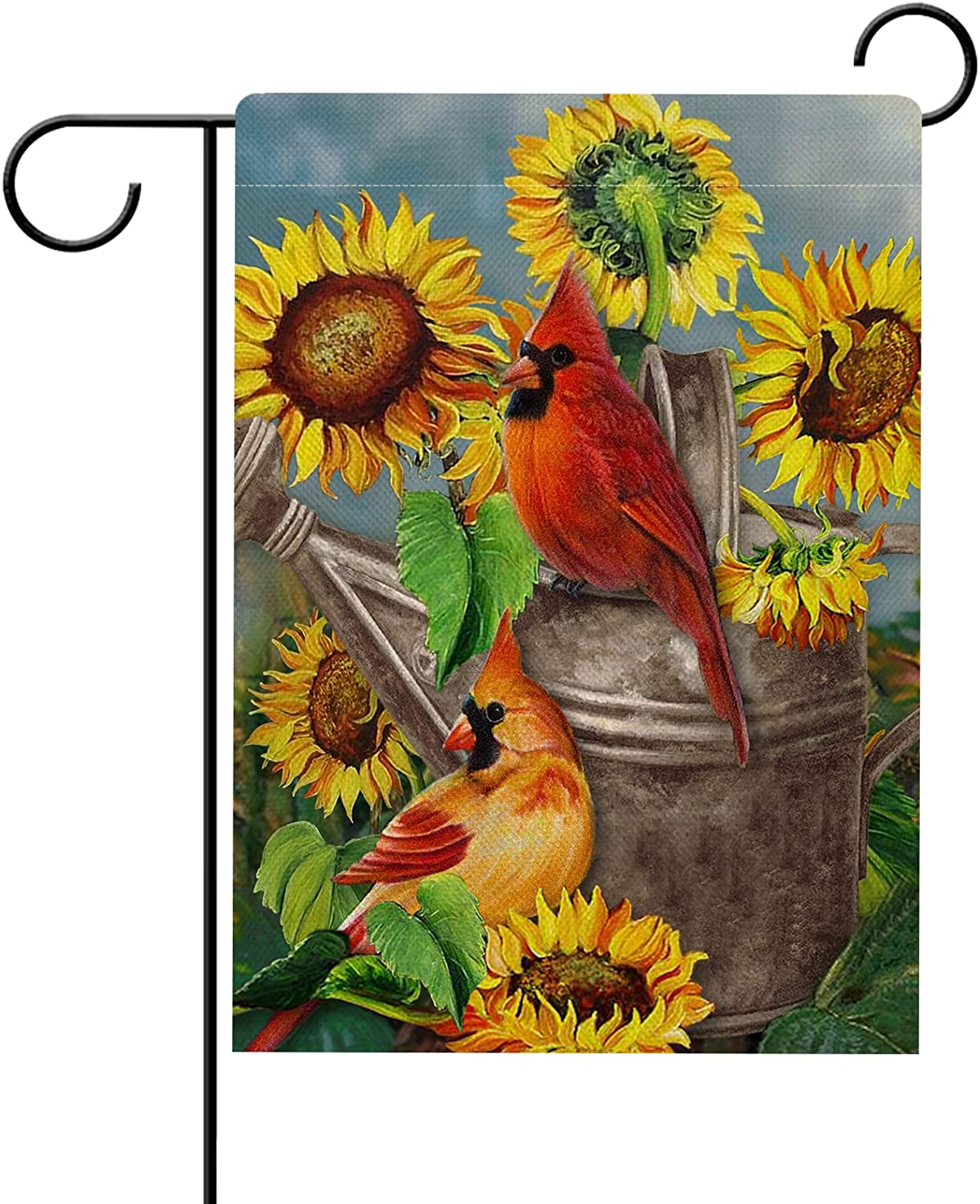 Fall Sunflower Cardinal Garden Flag Double Sided, Autmun Watercolor ...
