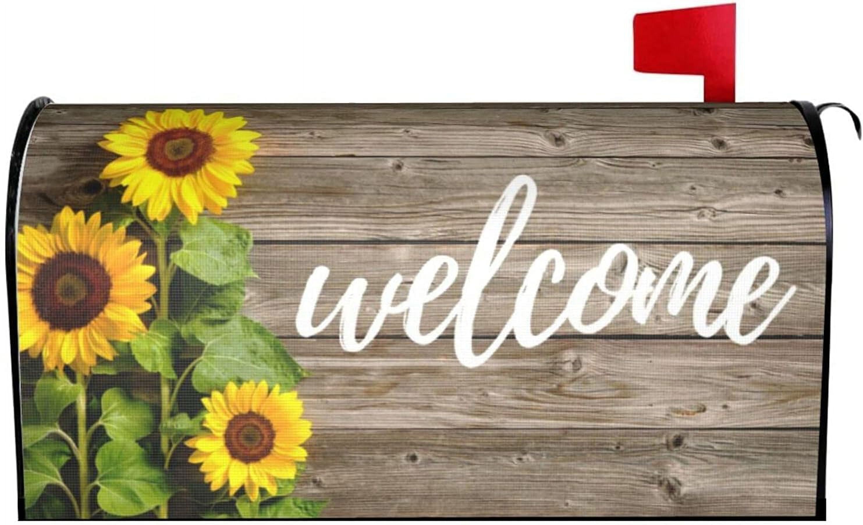 Fall Sunflower Mailbox Covers Magnetic 21x18 Inch Vintage Wood Board ...