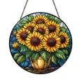 Fall Sunflower Stained Glass Style Suncatcher, Decorative Nature Window ...