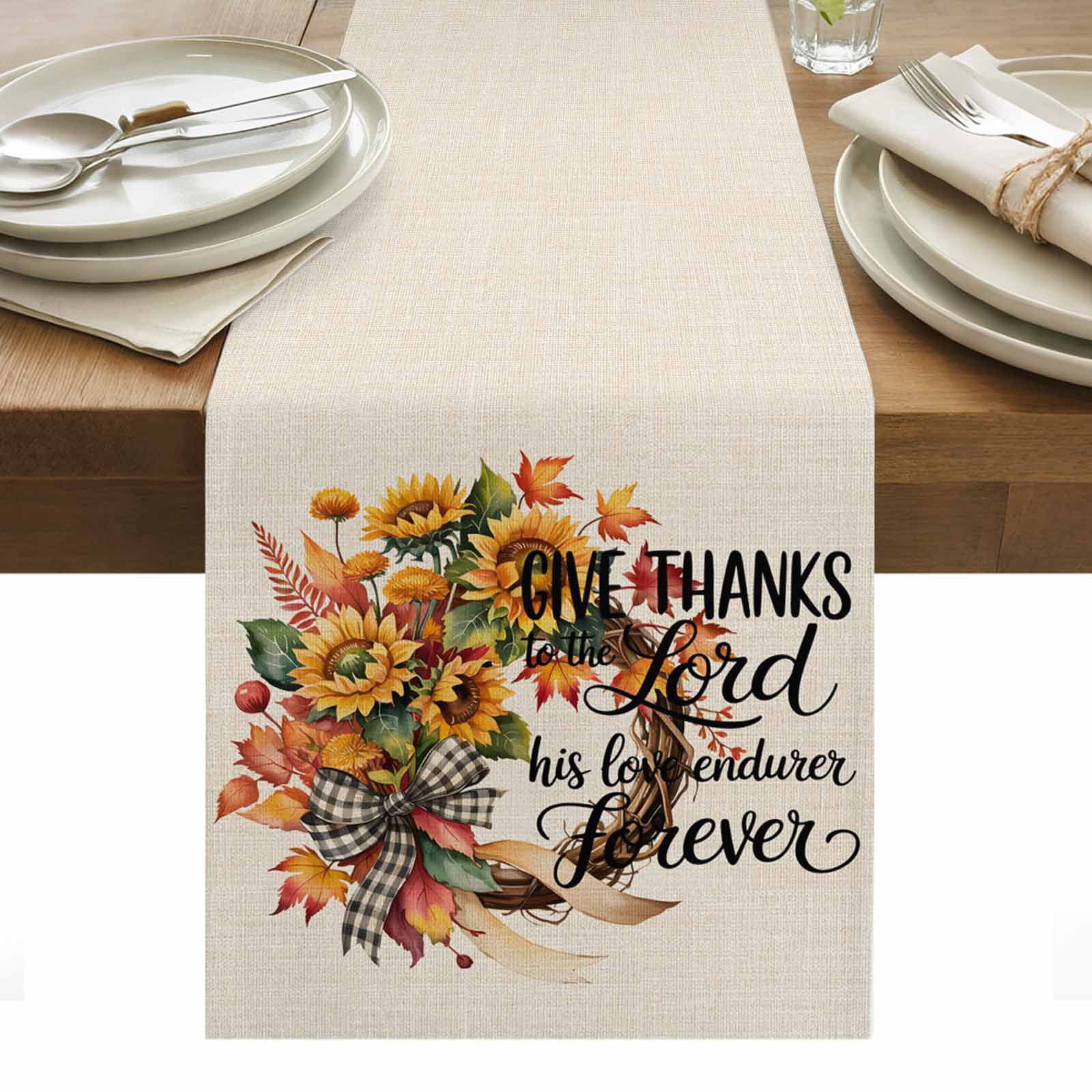Fall Sunflower Table Runner - 72 Inch Long, Kitchen Dining Table Runner ...