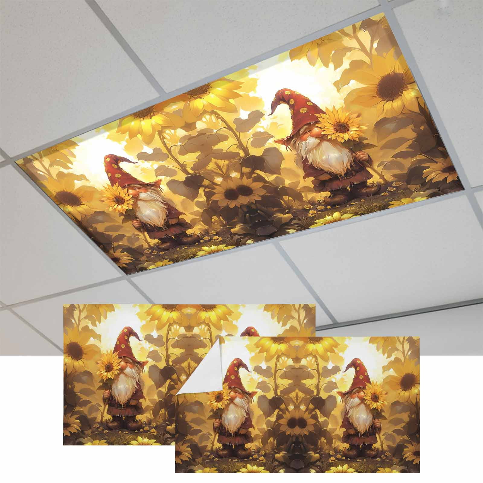Fall Sunflowers Gnomes Fluorescent Light Covers, Autumn Floral ...