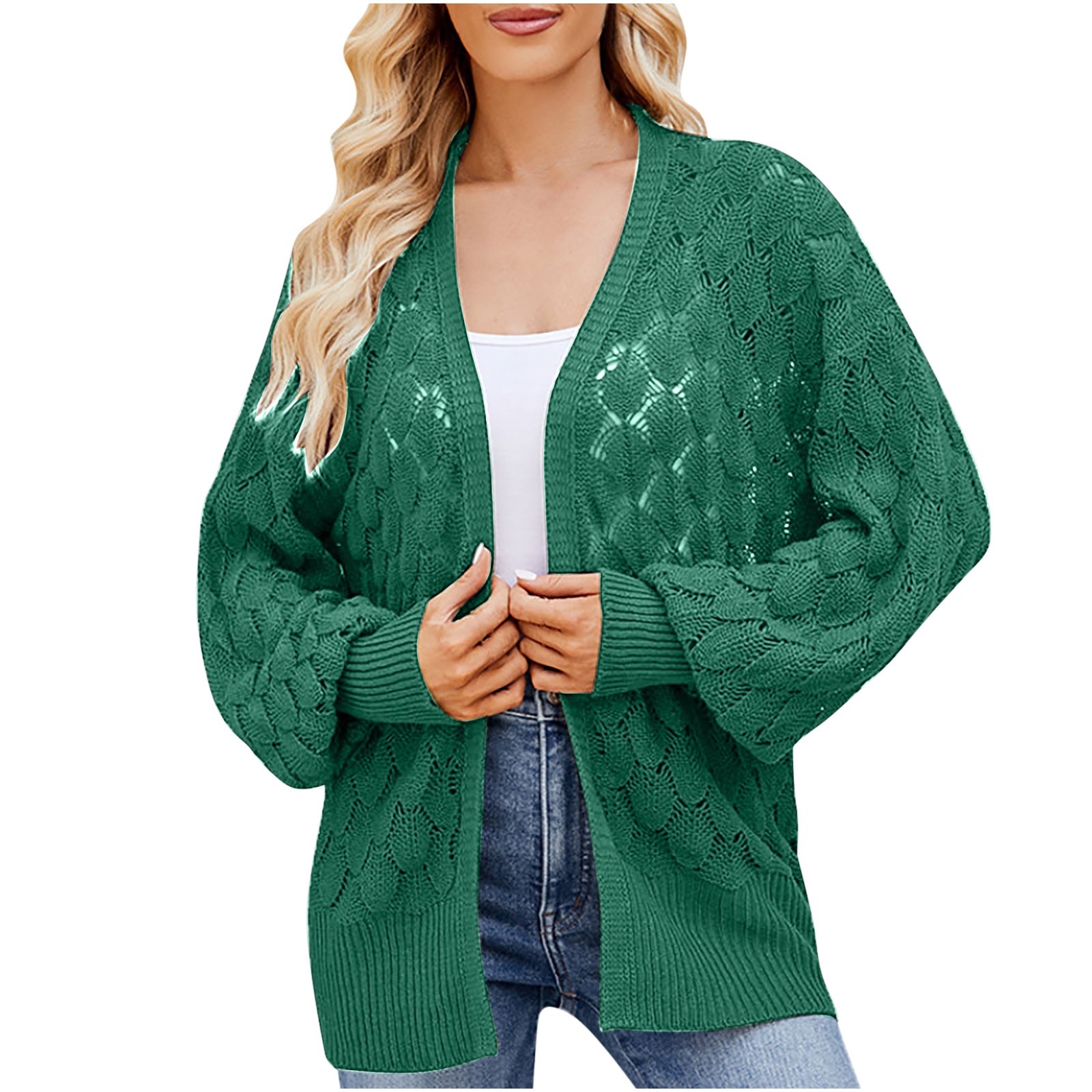 Fall Sweater Cardigans Trendy Crochet Knit Open Front Outerwear Coats ...