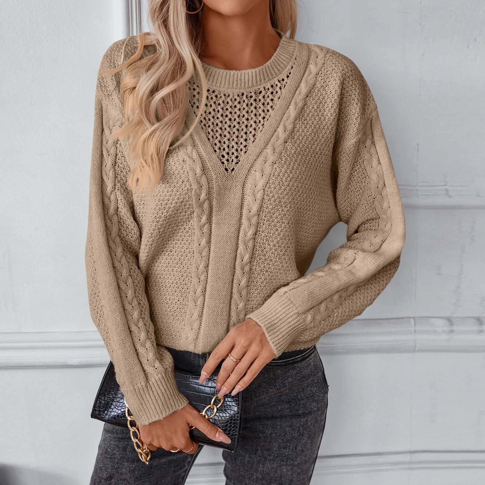 Fall Sweater for Women 2025 LHOPY Fashion Cable Knitted Sweaters for ...