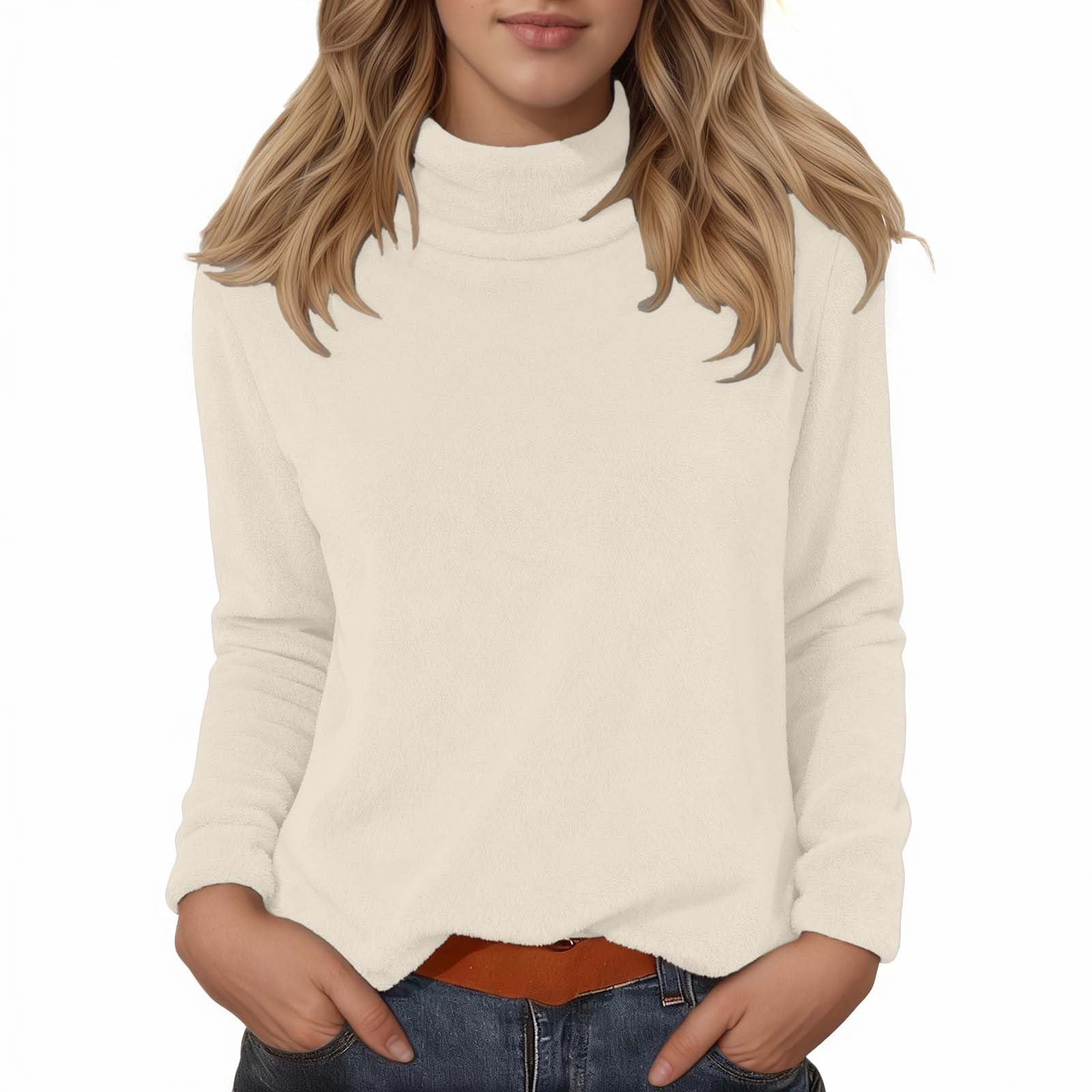 Fall Sweater for Women 2026 Elegant Solid Turtleneck Knitted Long ...