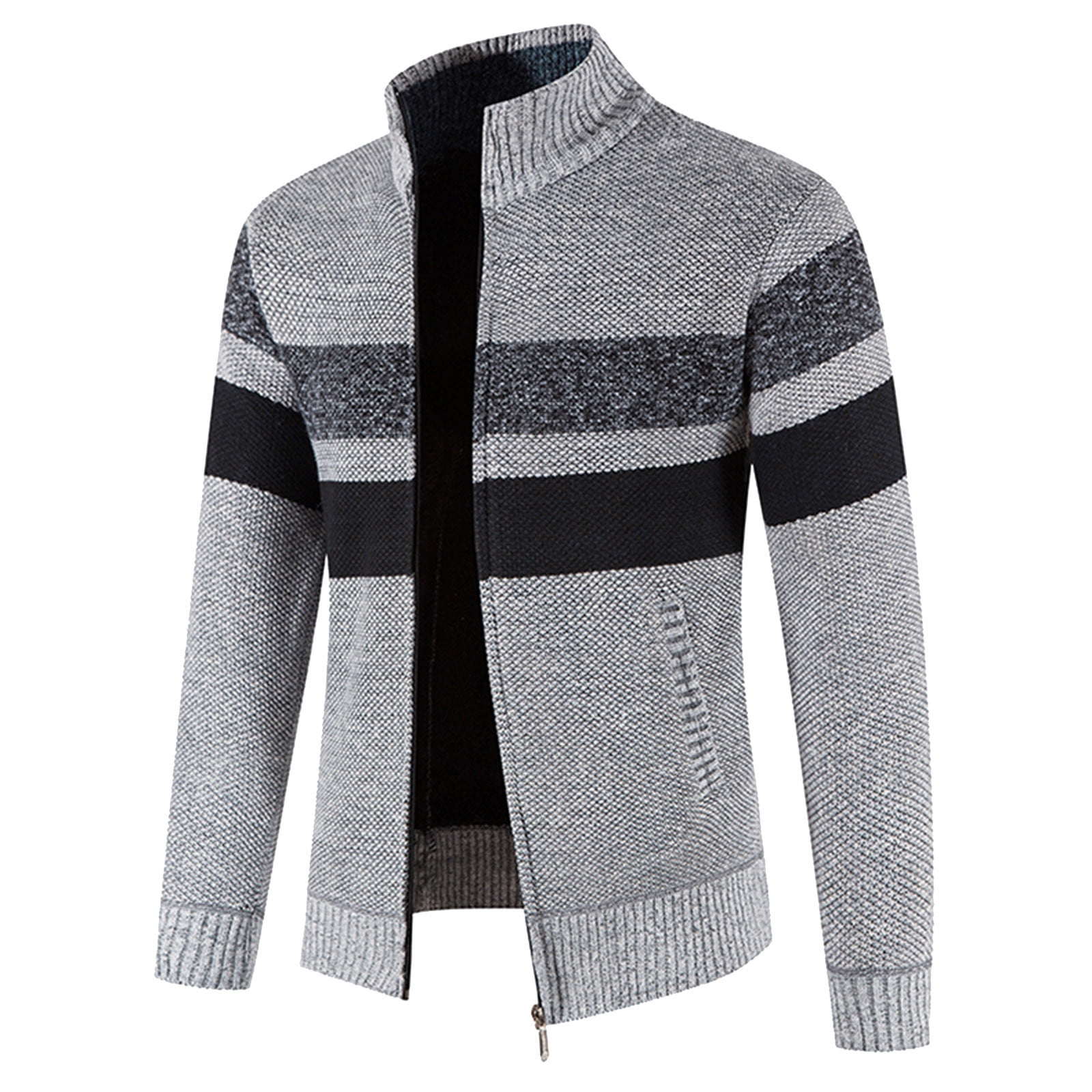 Fall Sweaters For Men Color Matching Hooded Zipper Knitted Mens Fall ...