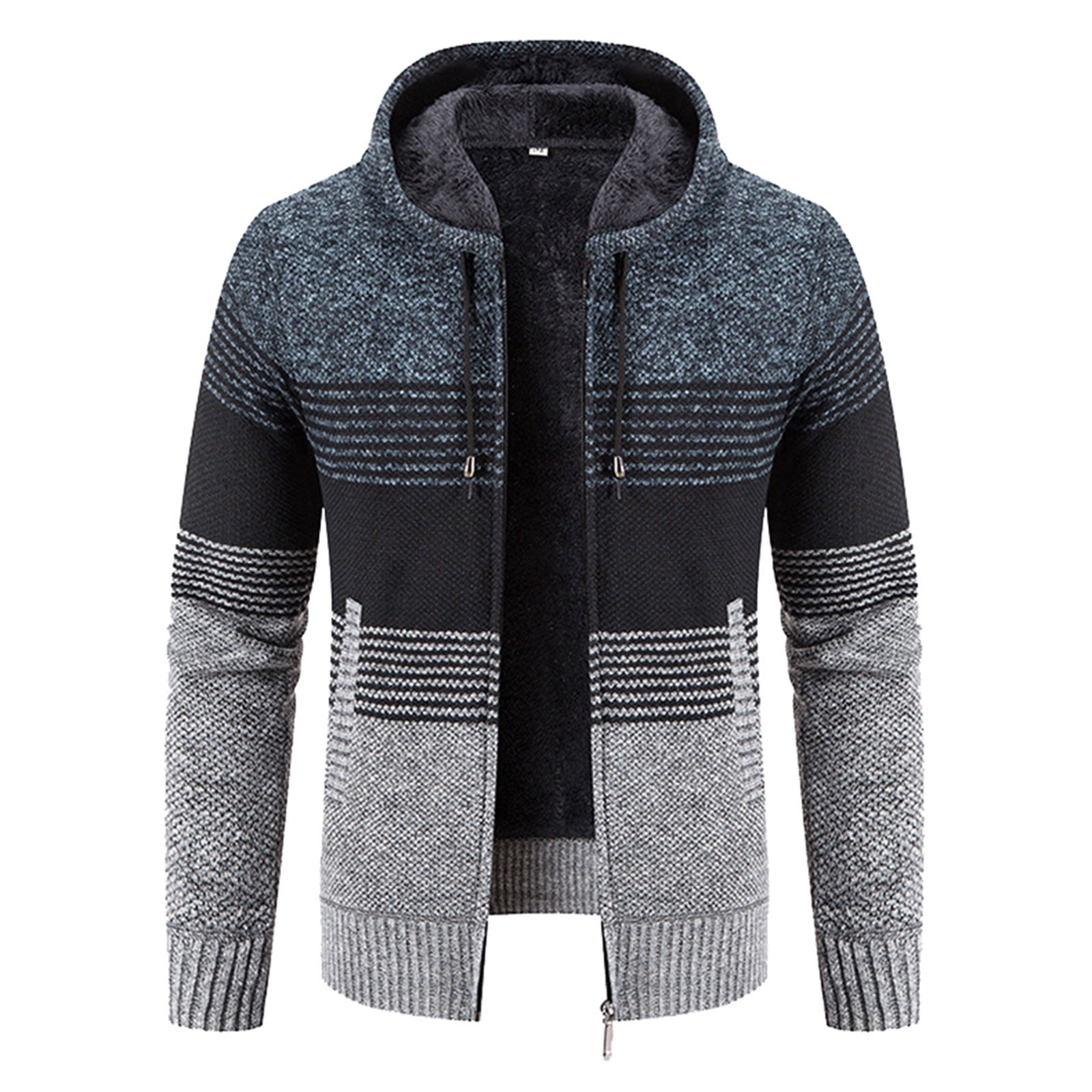 Fall Sweaters For Men Fashion Hooded Keep Knit Patchwork Mens Workout ...