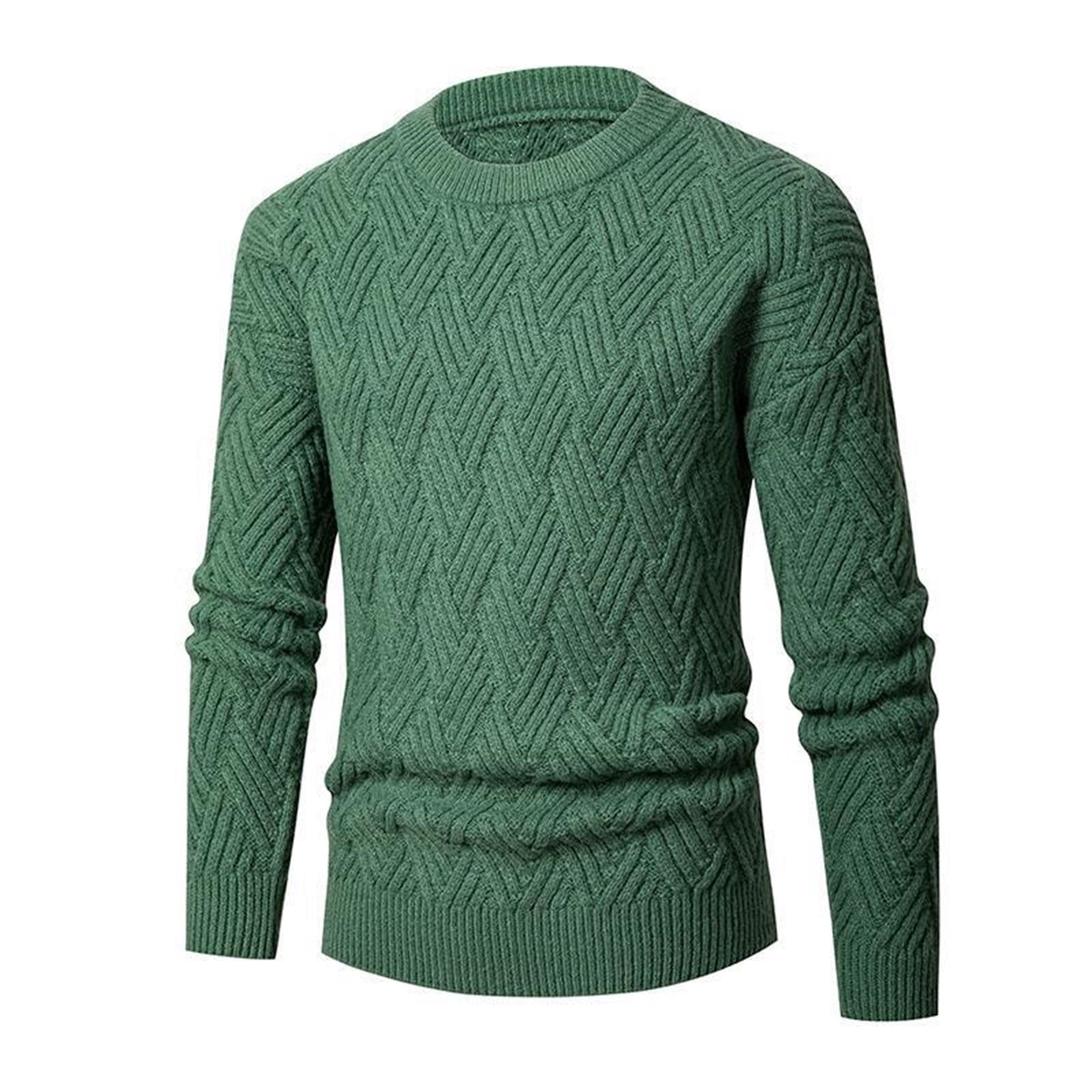 Fall Sweaters For Men Round Neck Solid Color Long Sleeve Knitted Wool ...