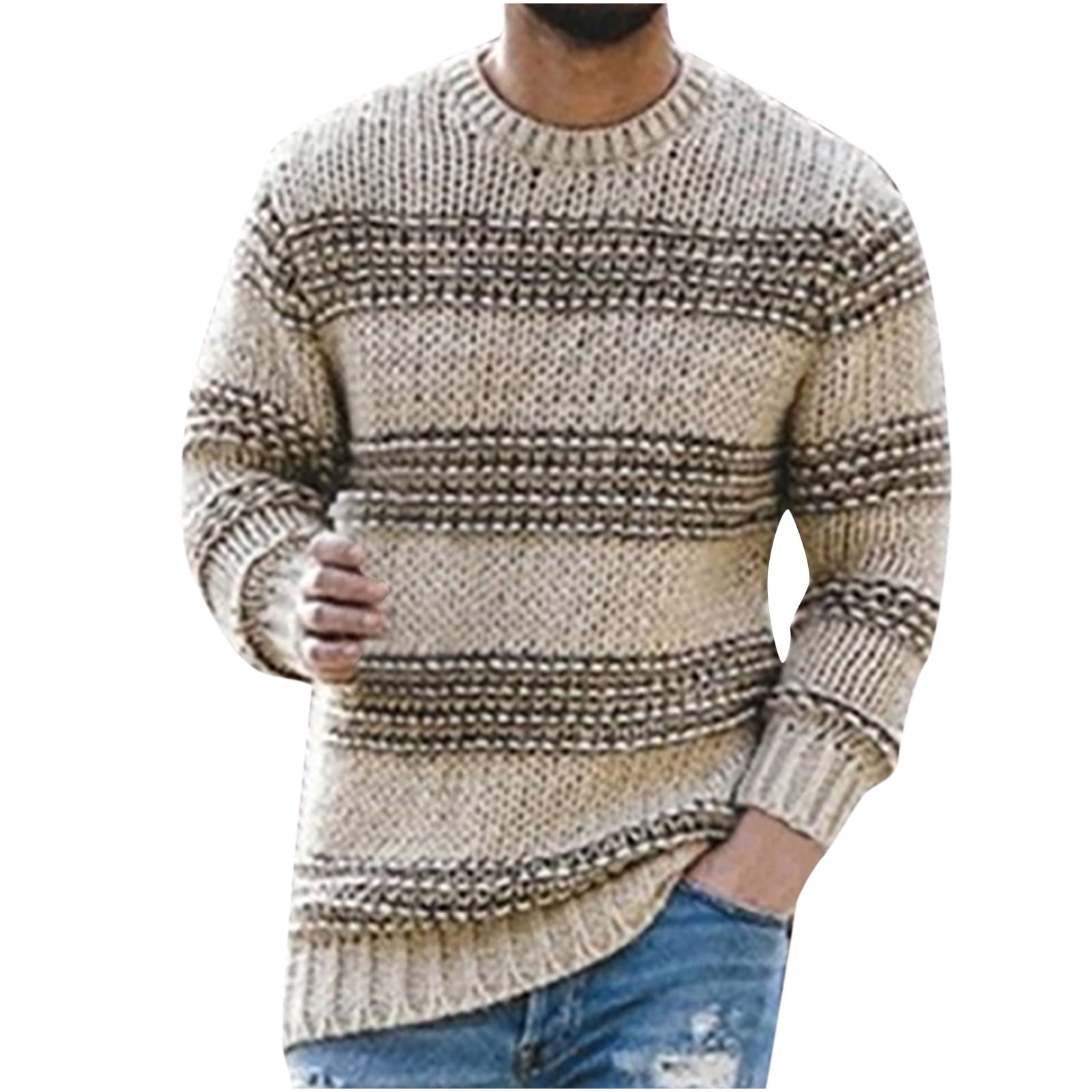 Fall Sweaters for Men Clearance, Men Casual Solid Pullover Round Neck ...
