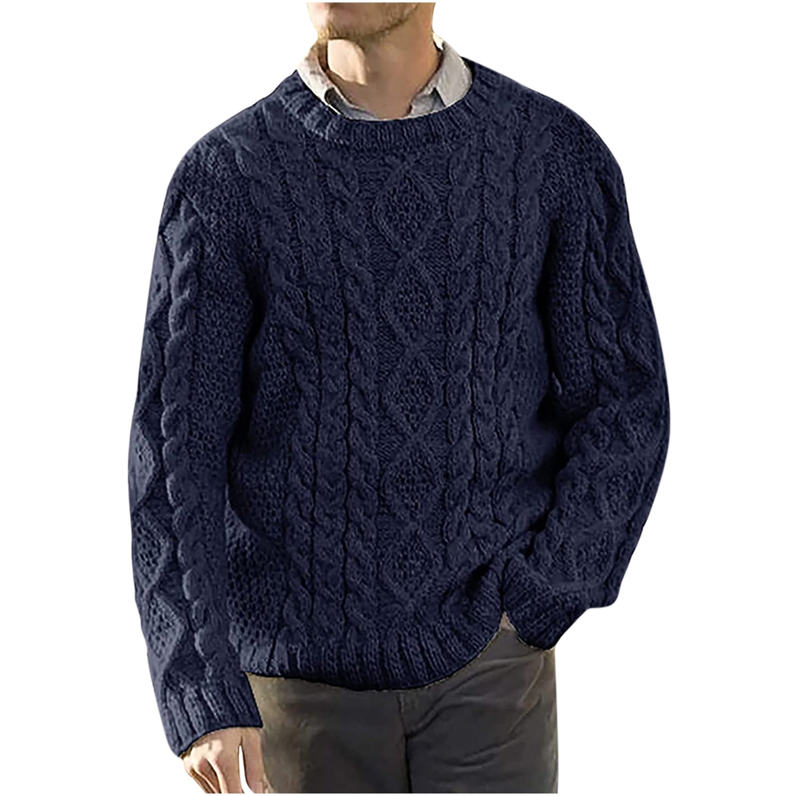 Fall Sweaters for Men Clearance, Men's Round Neck Winter Warm Outdoor ...