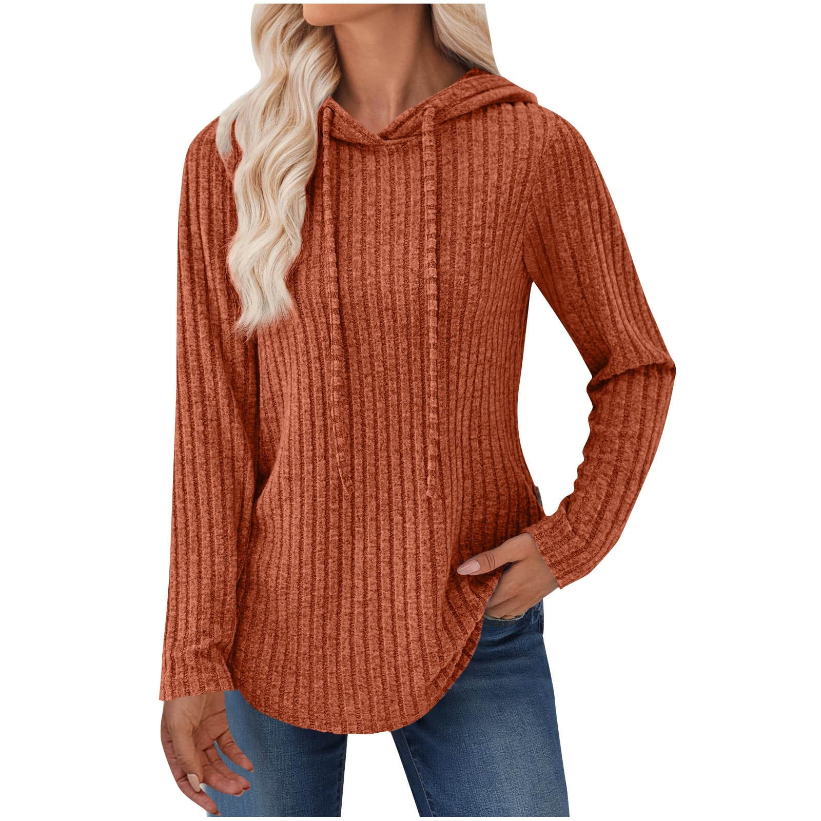 Fall Sweaters for Women, Comdrip Womens Sweaters Hoodies Ribbed V Neck ...