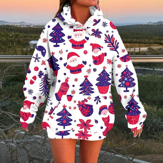Fall Sweaters for Women Dressy Womens Oversized Hoodies Christmas Cotton Sweatshirts Pullover ...