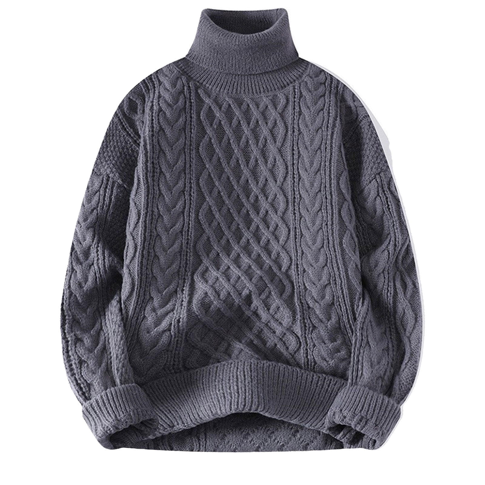 Fall Sweaters for Women Solid Color High Neck Sweaters Thick Loose ...