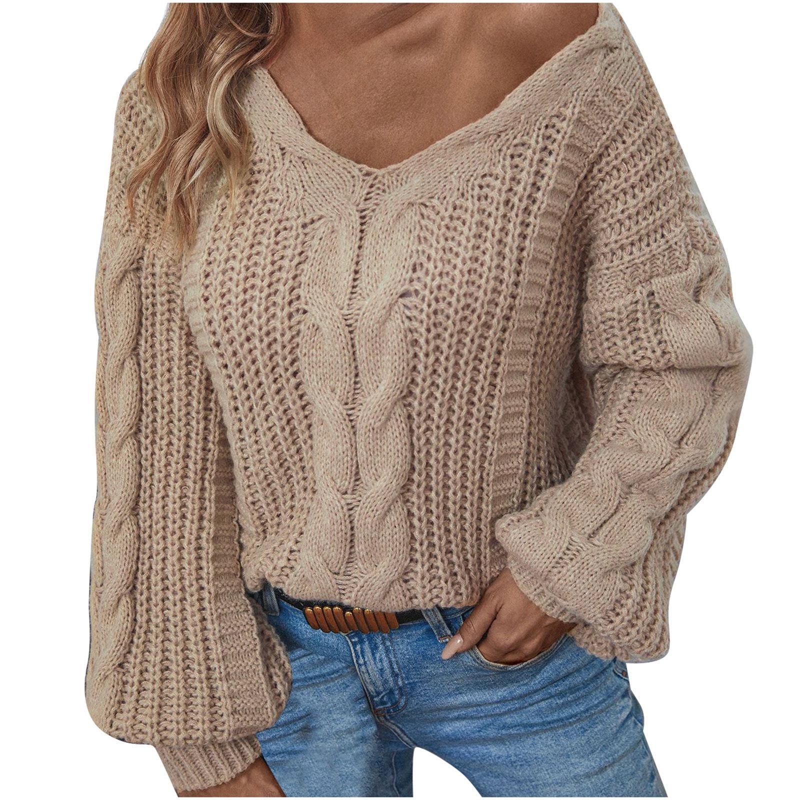 Fall Sweaters for Women Solid Color Sweaters Fall Winter Retro Loose ...