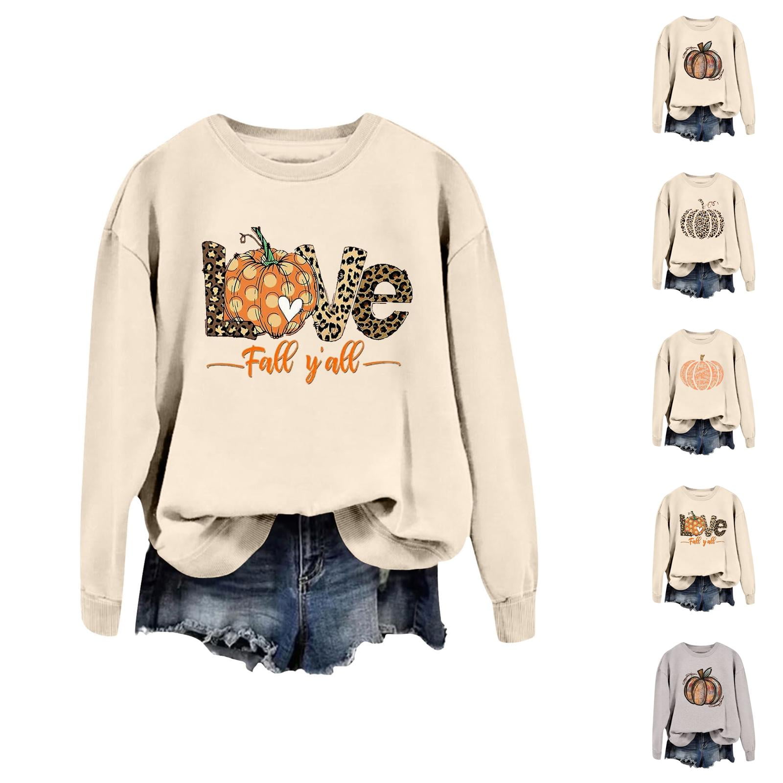 Fall Sweatshirts for Women 2025 Long Sleeve Crewneck Pumpkin Graphic ...
