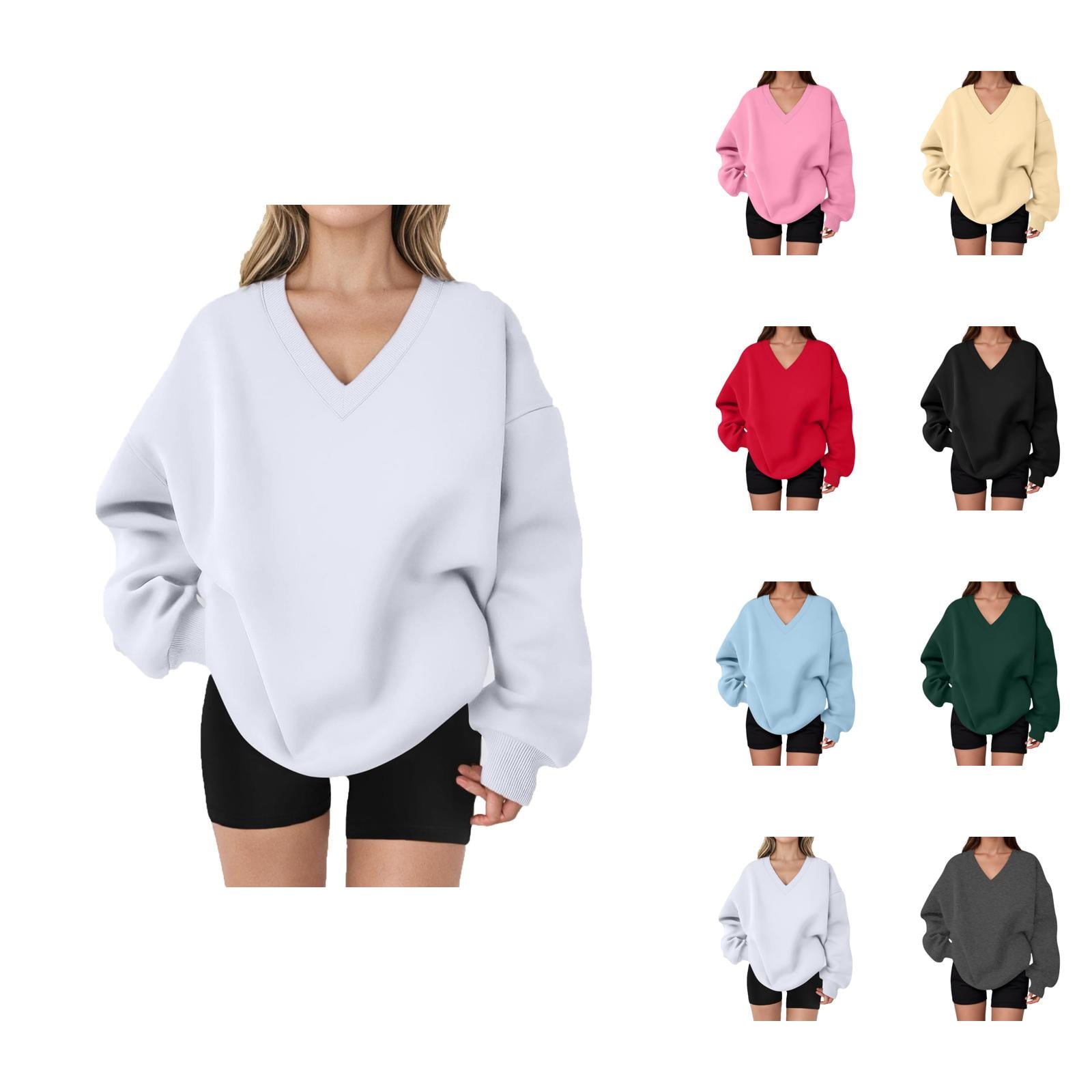 Fall Sweatshirts for Women 2025 Long Sleeve V Neck Cute Oversized ...