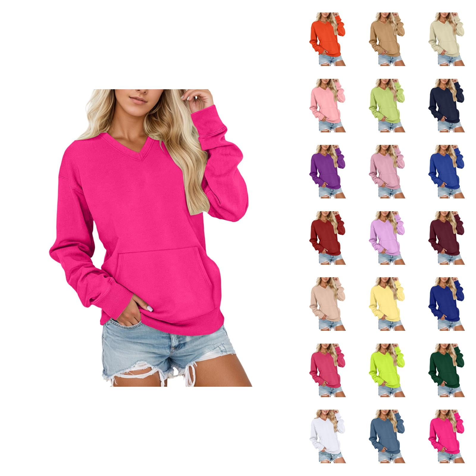 Fall Sweatshirts for Women 2025 Long Sleeve V Neck Plain Basic ...