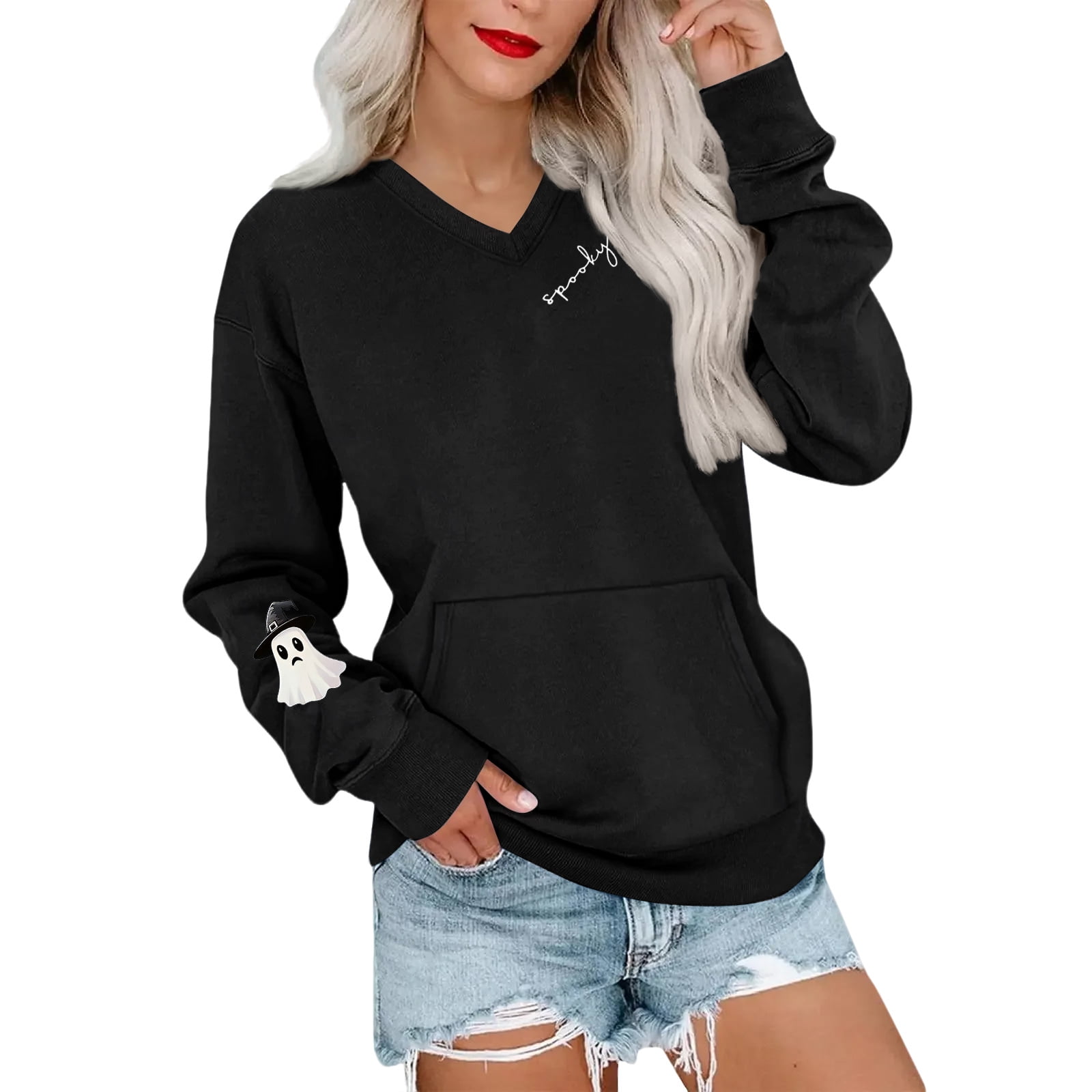 Fall Sweatshirts for Women 2026 Long Sleeve V Neck Plain Basic ...