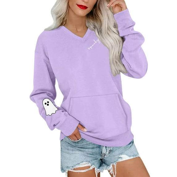 Fall Sweatshirts for Women 2026 Long Sleeve V Neck Plain Basic ...