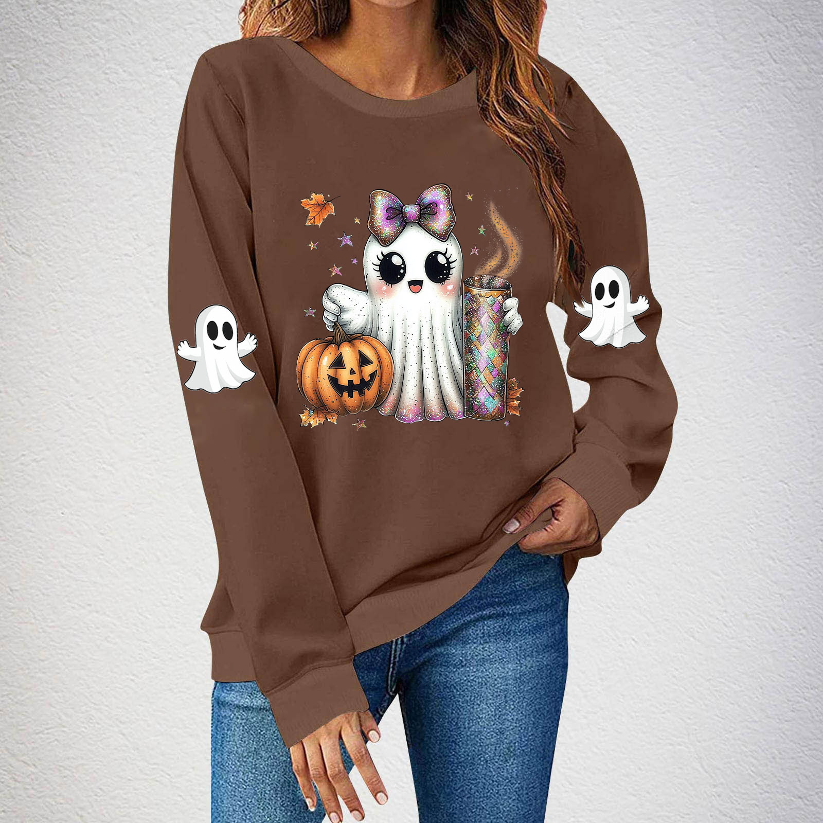 Fall Sweatshirts for Women Long Sleeve Round Neck T-Shirt Printing ...