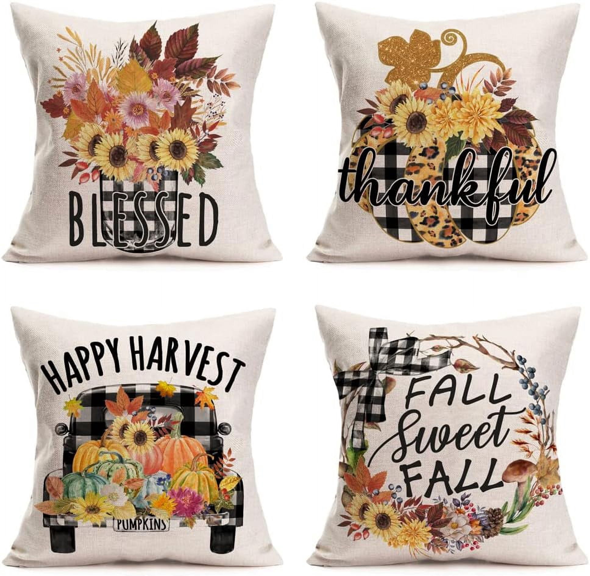 Fall Sweet Fall Pillow Cover Black White Buffalo Check Plaid Truck ...