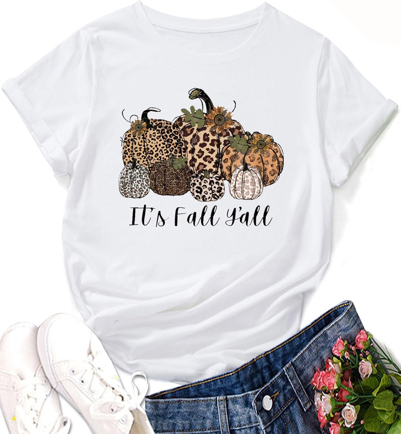 Fall T-Shirt for Women Halloween Pumpkin Shirts Thanksgiving Family ...