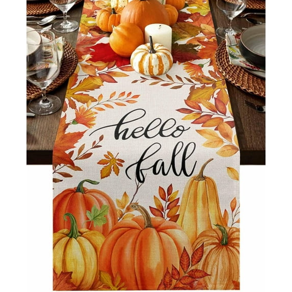 Fall Table Runner 90 inches Long Thanksgiving Pumpkin Harvest ...