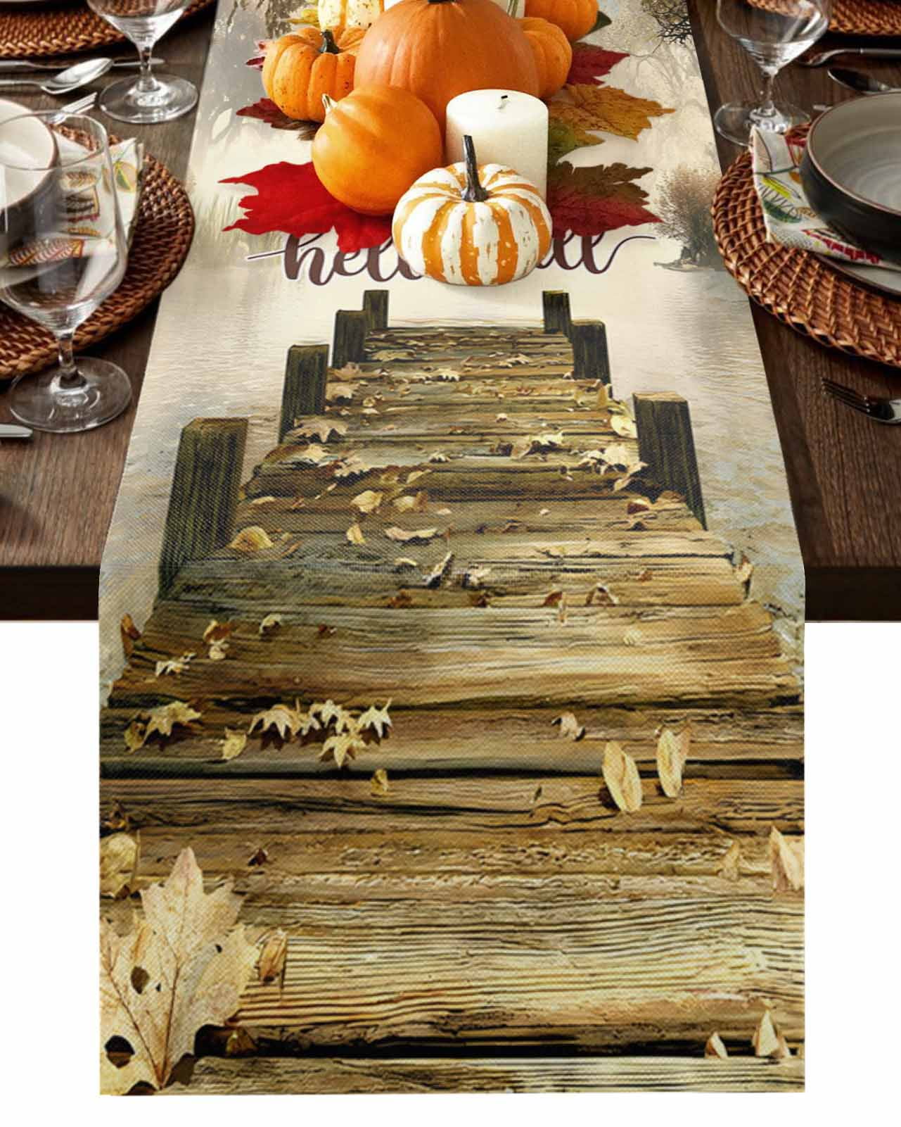 Fall Table Runner Thanksgiving Autumn Lake Forest Table Runners Pier ...