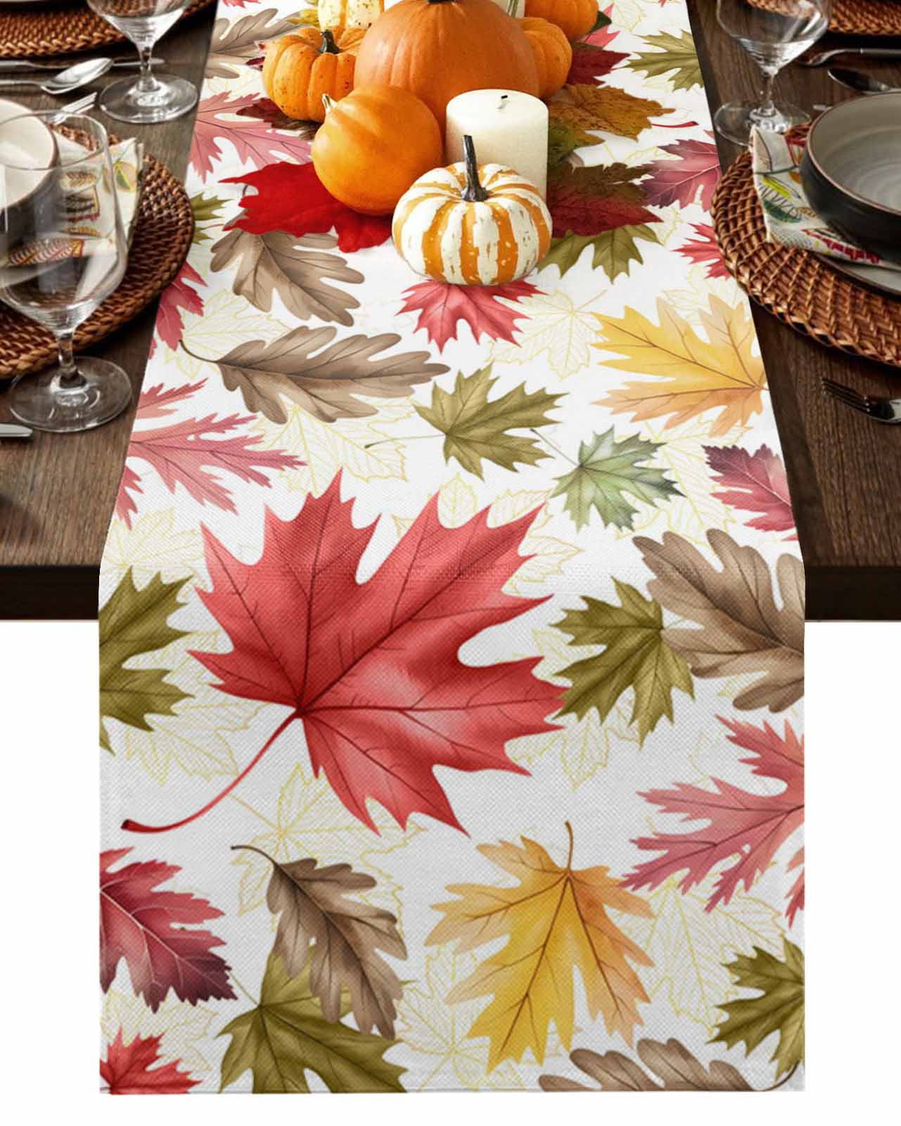 Fall Table Runner Thanksgiving Autumn Maple Leaves Table Runners Red ...