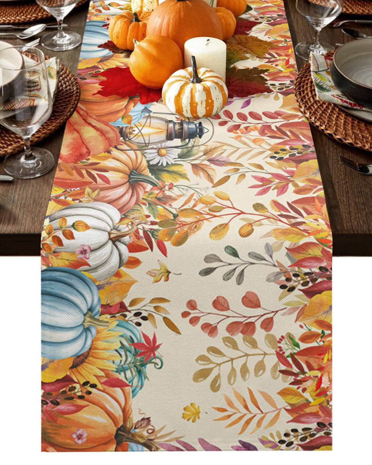 Fall Table Runner Thanksgiving Autumn Pumpkin Table Runners Fallen ...