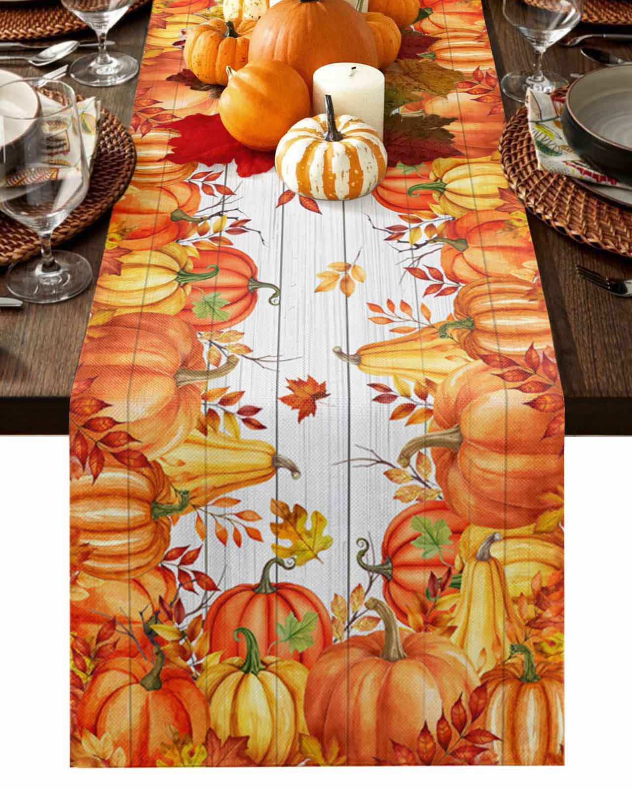 Fall Table Runner Thanksgiving Harvest Pumpkin Table Runners Autumn ...