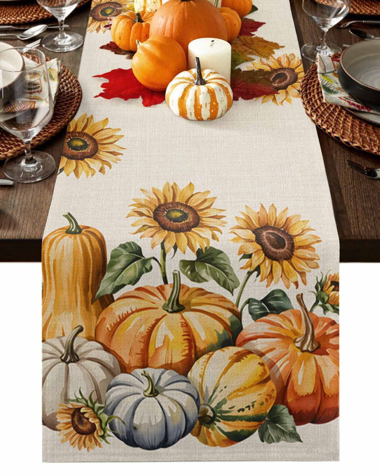 Fall Table Runner Thanksgiving Harvest Pumpkin Table Runners Autumn ...