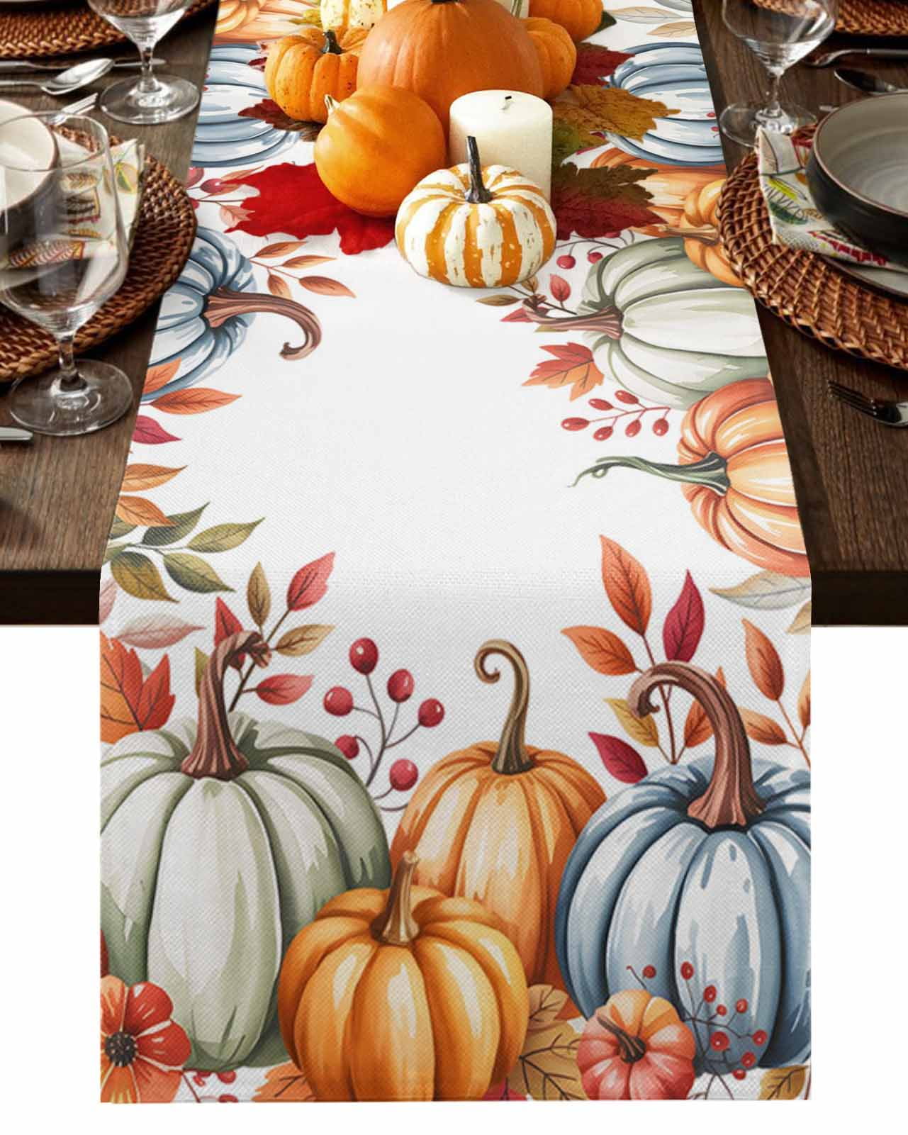 Fall Table Runner Thanksgiving Harvest Pumpkin Table Runners Berry ...