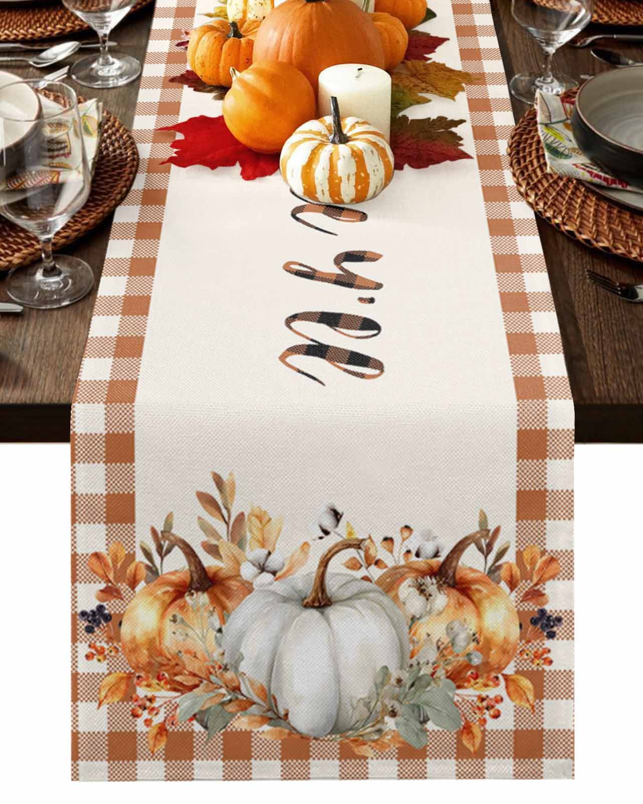 Fall Table Runner Thanksgiving Harvest Pumpkin Table Runners Happy Fall ...