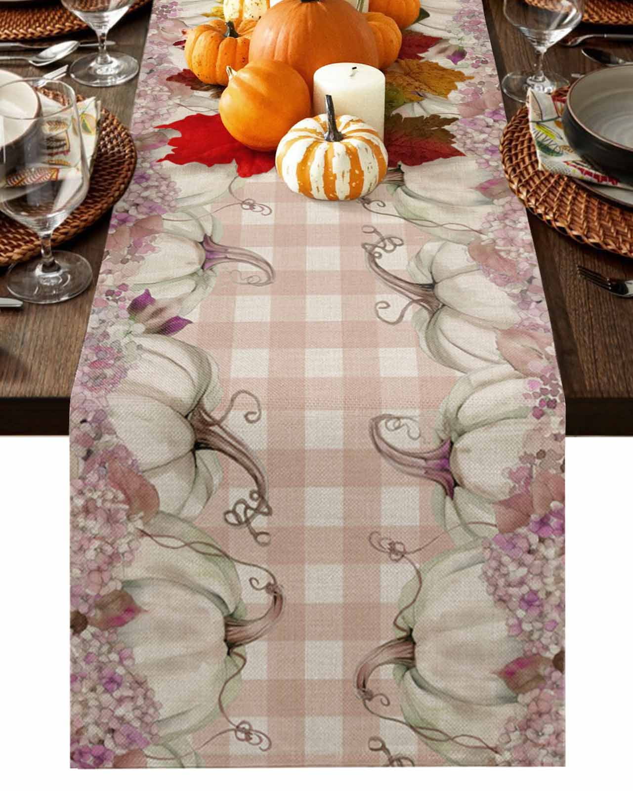Fall Table Runner Thanksgiving Hydrangea Pumpkin Table Runners Buffalo ...