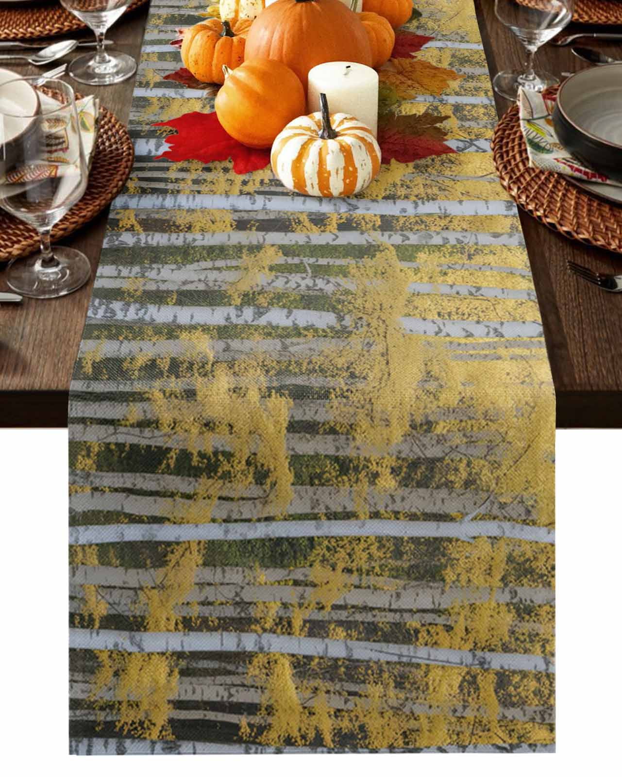 Fall Table Runner Thanksgiving Nature Trees Forest Table Runners Yellow ...