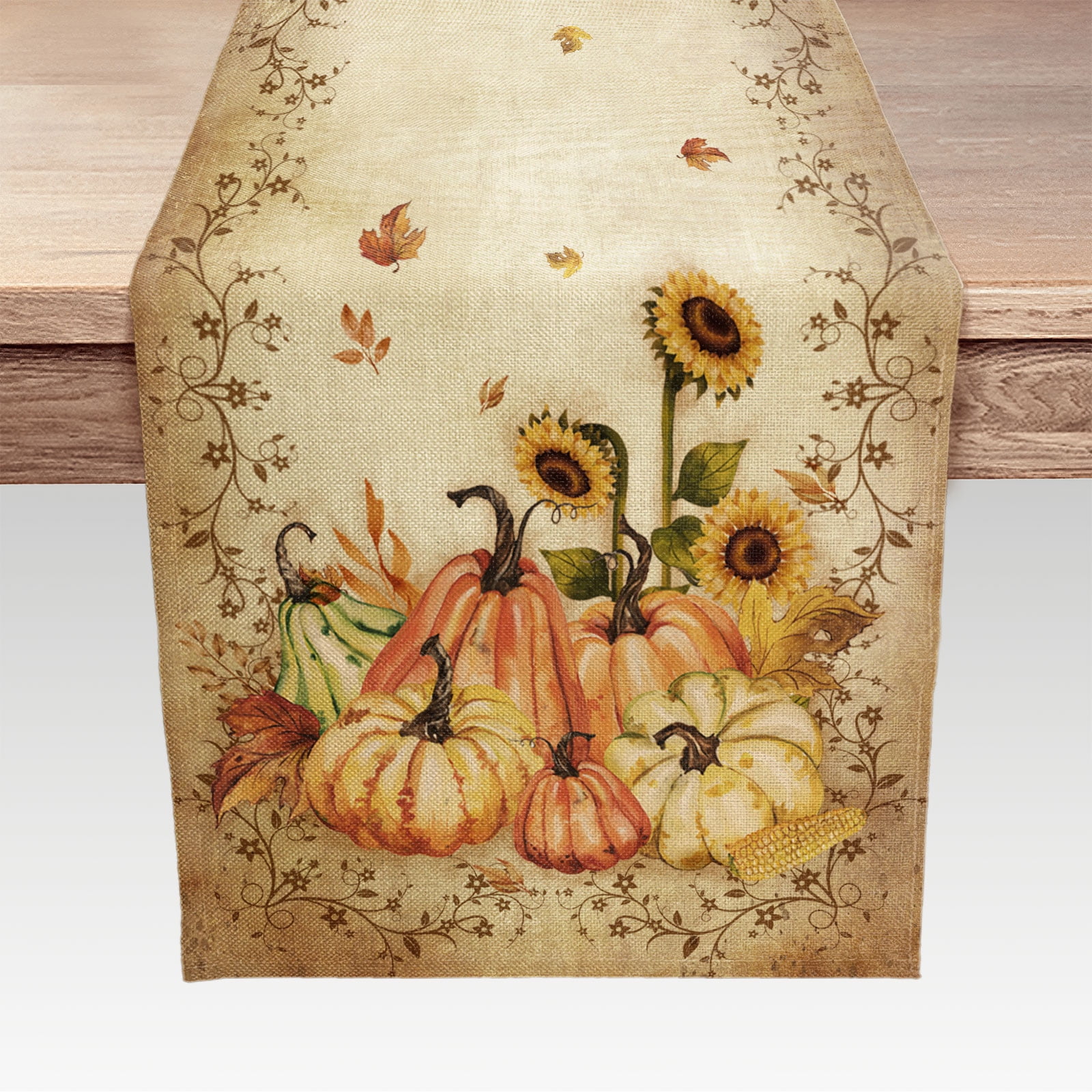Fall Table Runner Watercolor Fall Pumpkin Autumn Harvest Thanksgiving ...