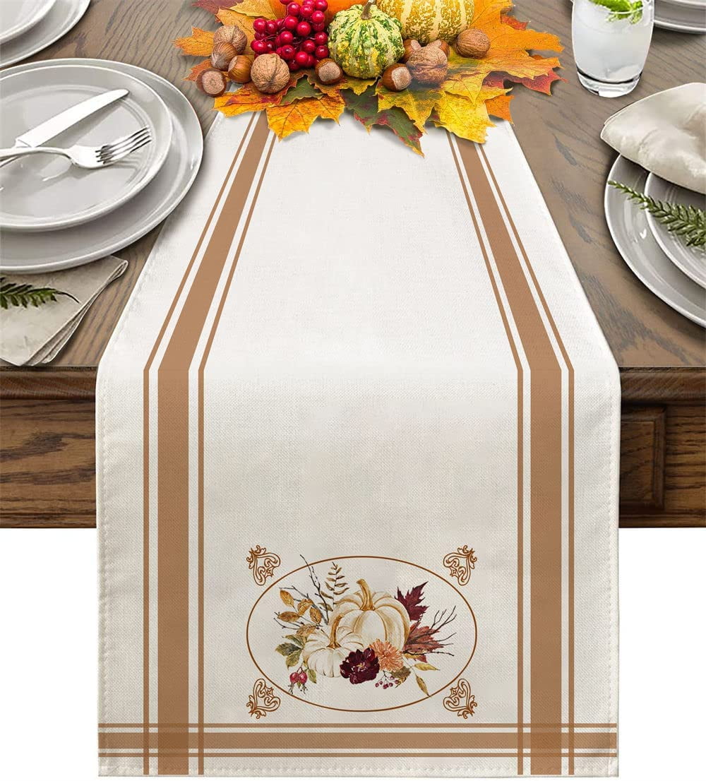 Fall Table Runners 90 Inches Long Pumpkin Leaf Table Runner Fall Gifts ...