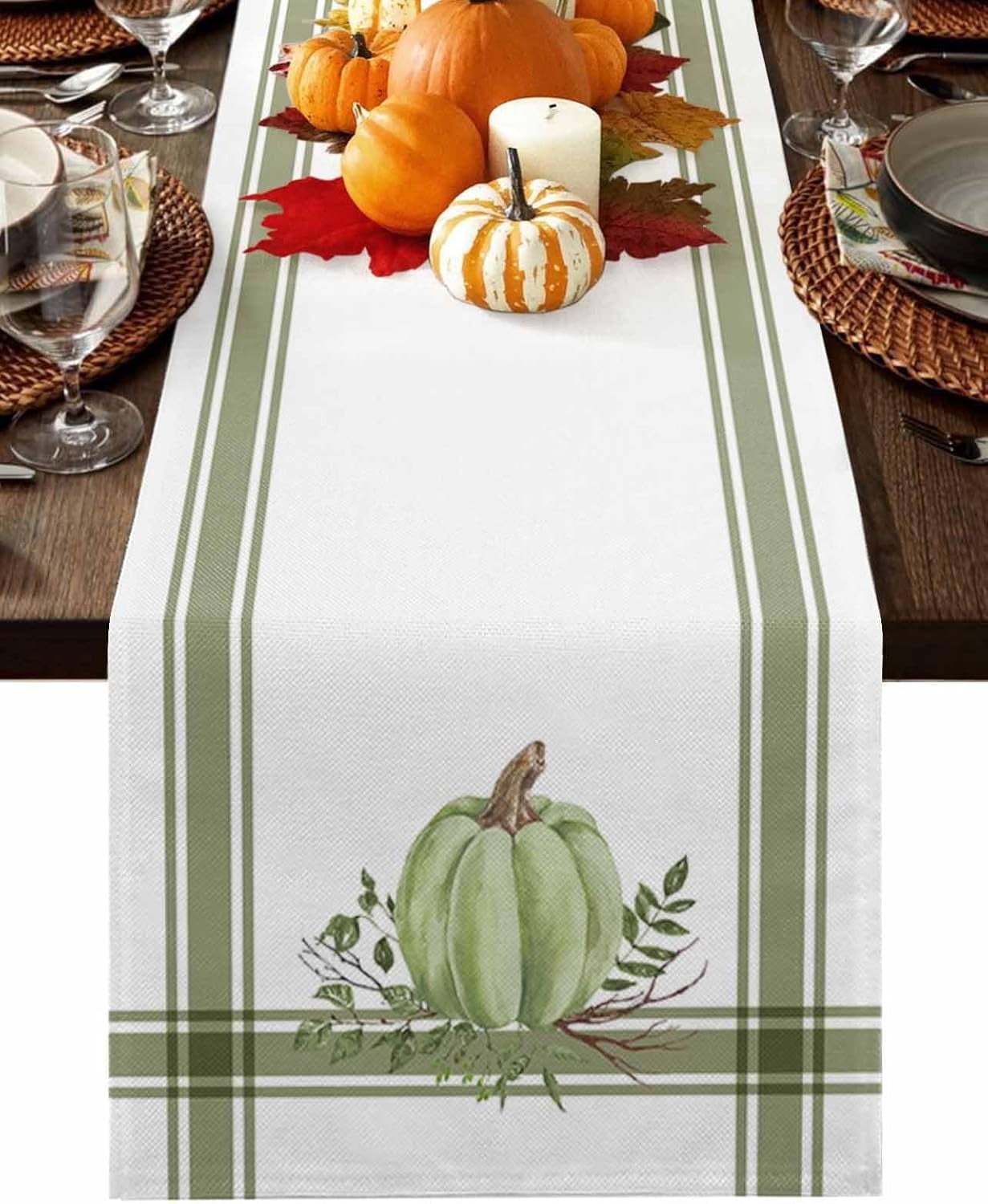 Fall Table Runners Autumn Pumpkin Thanksgiving Table Runner for Dining ...