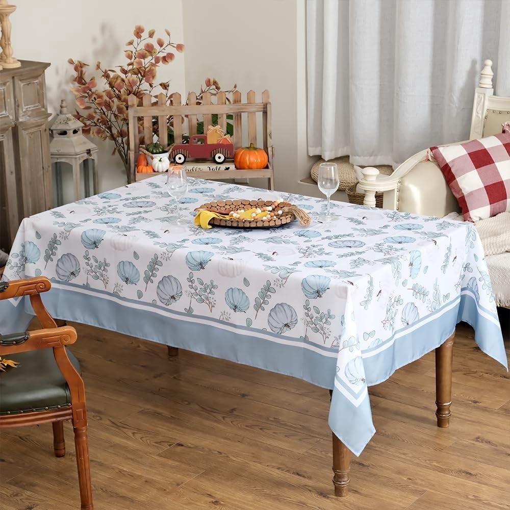 Fall Tablecloth, 60X84 Inch Rectangle Fall Pumpkins Leaves Farmhouse ...